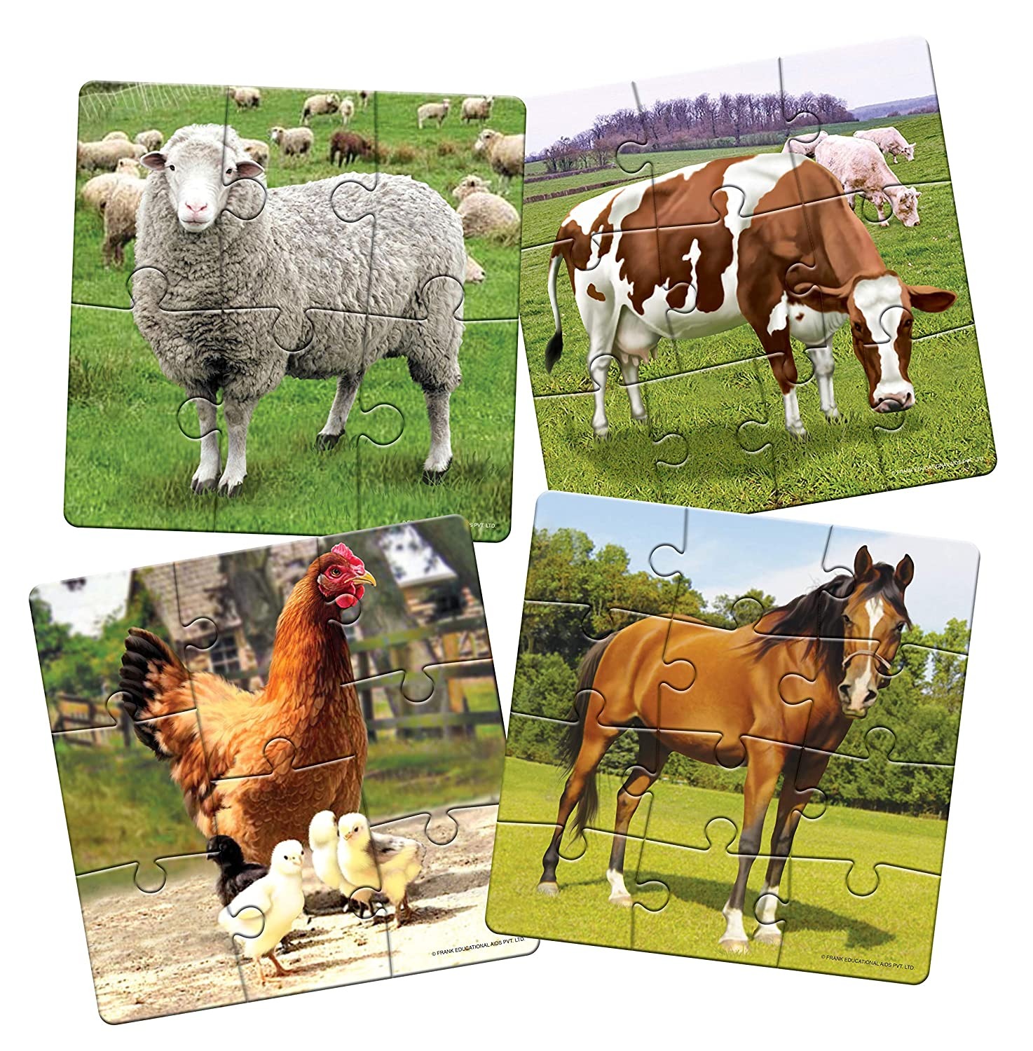 Buy Puzzles for Kids - at The Farm - Set of 4 Jigsaw for Age 4 Years ...