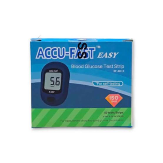 Accu-Fast Easy Blood Glucose Test Meter Test Strip 50 PCS (2 Vials of ...